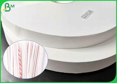 China FDA Food Grade 27mm - 44mm 28gsm Straw Wrapping Paper Roll For Packing Straws for sale
