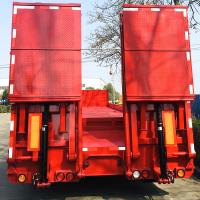 China ABS Anti-lock Braking System Equipped CIMC HUAJUN 3 Axle Low Bed Semi Trailer with Hydraulic Ramp HJGMCK20069 for sale