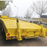 China CIMC HUAJUN 3 Axle Low Bed Semi Trailer Truck Trailer Equipment Transport Hydraulic Lifting Low Boy Trailer Fuwa Axle Heavy Duty for sale