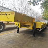 China CIMC HUAJUN 3 Axle Low Bed Semi Trailer Truck Trailer Equipment Transport Hydraulic Lifting Low Boy Trailer Fuwa Axle Heavy Duty for sale