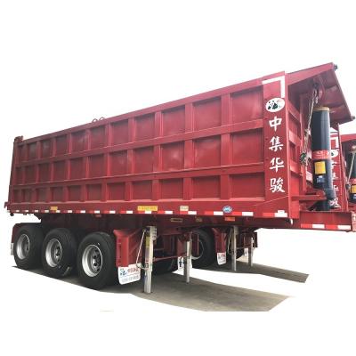 China Truck Trailer 50 Ton Hydraulic Rear Tipping Dump Semi Trailer for Carbon Dust Transport for sale