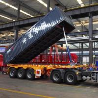 China 40000kg CIMC HUAJUN 3 Alxe Semi-Trailer Truck Trailer with Dump Body Steel FUWA 8500*2550*3400 CN HEN Hyva Ce for sale