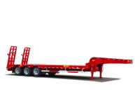 China 13000*3000*3100 Steel CIMC HUAJUN 3 Axles Dropbed Semi Trailer Low Bed Heavy Machine Truck Trailer for sale