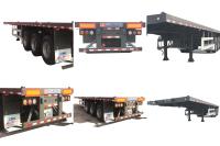 China CIMC HUAJUN 3 Axle 40ft Flatbed Container Semi Trailer with 12 Twist Locks and 12380*2500 Size for sale