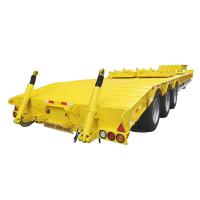 China CIMC HUAJUN 3 Axle Heavy Duty Low Bed Semi Trailer with Hydraulic Ramp Max Payload 70TON for sale
