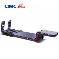 China Flatbed Container Semi Trailer for 100Ton Lowbed Truck and Excavator Transport for sale