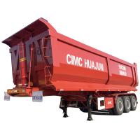 China 12R22.5 tires 4 axles U type hydraulic tipping truck trailer 38CBM by CIMC HUAJUN for sale
