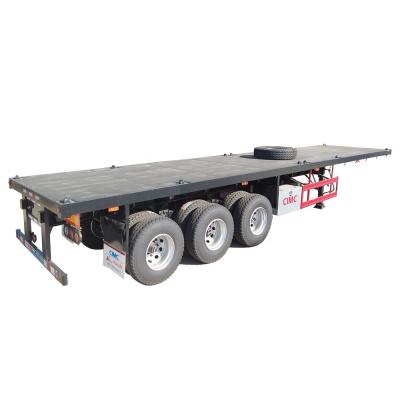 China 80T Truck Chassis CIMC HUAJUN 20ft 40ft Flatbed Container Trailer with 12R22.5 Tires for sale