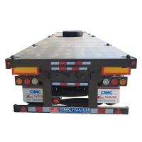 China 80T Truck Chassis CIMC HUAJUN 20ft 40ft Flatbed Container Trailer with 12R22.5 Tires for sale