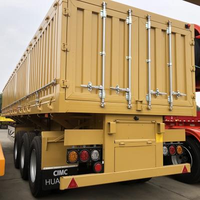 China 11.00r20 Tires and Standard 28Ton Landing Gear Side Tipper Semi-Trailer by CIMC HUAJUN for sale
