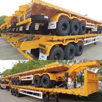 China 3 Axles Flatbed Semi Trailer Double Linked for Transporting 200 Tons 40ft Containers for sale