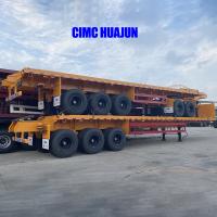 China 3 Axles Flatbed Semi Trailer Double Linked for Transporting 200 Tons 40ft Containers for sale