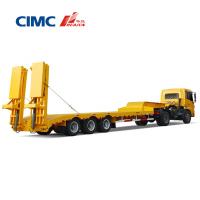 China Flatbed Container Semi Trailer for 100Ton Lowbed Truck and Excavator Transport for sale