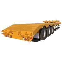 China Flatbed Container Semi Trailer for 100Ton Lowbed Truck and Excavator Transport for sale