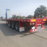 China Leaf Spring Suspension 3 Axles 40FT Flatbed Container Semi Trailer for Easy Unloading for sale