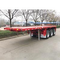 China Leaf Spring Suspension 3 Axles 40FT Flatbed Container Semi Trailer for Easy Unloading for sale