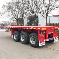 China Leaf Spring Suspension 3 Axles 40FT Flatbed Container Semi Trailer for Easy Unloading for sale