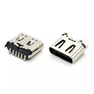 China Vertical 6P Female USB 3.1 C Connector Jack Socket SMT Type For Mobile Phone for sale