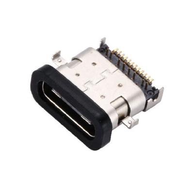 China Waterproof USB 3.1 Type C 24 Pin Female Connector Horizontal SMT DIP Mounting Sinking Plate USB Socket for sale