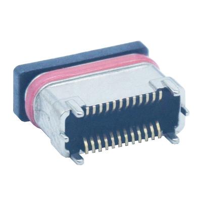 China Waterproof SMD Vertical 24Pins Female Type-c Connector USB Charging Port for sale