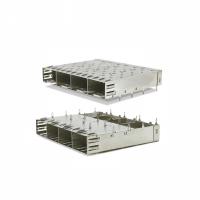 China SFP Series Connector Straight Solderless 4 Ports SFP+ Cage, Press-Fit Termination 1x 4 SFP Cage Without Light for sale