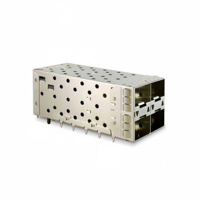 China SFP+ 2x2 Press-Fit Connector 80pin Small Form-facor Pltuggable Plus Stacked 2-by-1 Multi-Port SFP+ Connector W/ Lightpipe Ports for sale