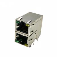 China Double Layer 2-16 Ports RJ45 Modular Connector with LED Light Female Socket Metal Housing Brass Contact for PCB for sale