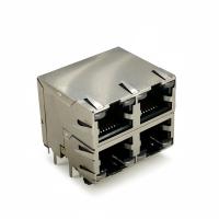 China Double Layer 2-16 Ports RJ45 Modular Connector with LED Light Female Socket Metal Housing Brass Contact for PCB for sale