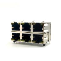 China Double Layer 2-16 Ports RJ45 Modular Connector with LED Light Female Socket Metal Housing Brass Contact for PCB for sale