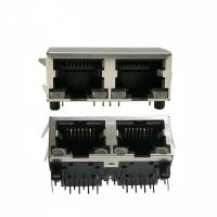 China Multi-Port 1*2 2 Ports RJ 45 Modular Connector, Female 2*8P 16P Right Angle PCB Plug Modular Jack Connector RJ45 Shielded Socket for sale