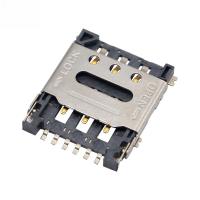 China Nano SIM Card Slot Connector 6 Pin Flip Cover Style 1.45H PCB Mounting Nickel Gold Plating for sale