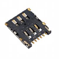 China Nano SIM Card Slot Connector 6 Pin Flip Cover Style 1.45H PCB Mounting Nickel Gold Plating for sale