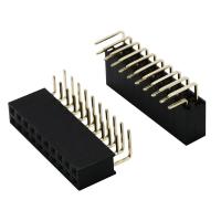 China 2X10P 20P Double Row Bent Female Header Pitch 2.54mm Pin PBT Material Phosphor Bronze Contacts for sale