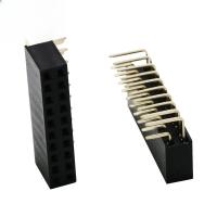 China 2X10P 20P Double Row Bent Female Header Pitch 2.54mm Pin PBT Material Phosphor Bronze Contacts for sale