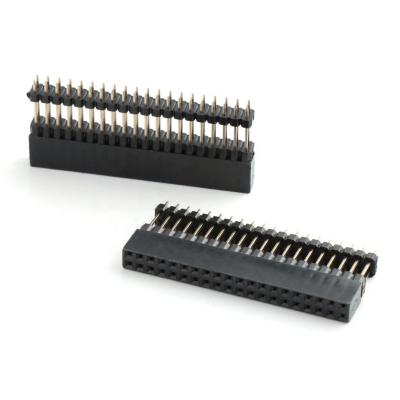 China Dual Row 2.54mm Pitch Pin Header Connector Heightening 2*20pins Straight Stacking Header 0.1 Inch Pin Female Header for sale
