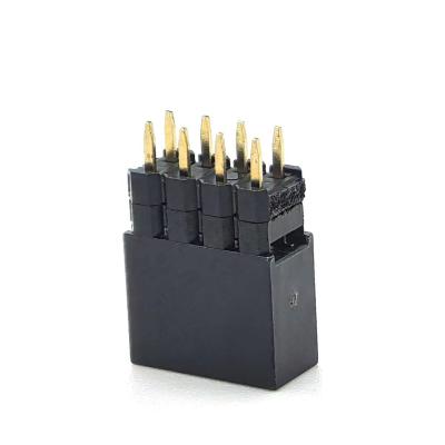 China 2.54mm Pitch DIN Brass Female Header Connector Dual Row Stack 2mm H2.0 PCB Nylon 600V 3A H12.5mm 2*4P for sale