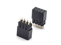 China 2.54mm Pitch DIN Brass Female Header Connector Dual Row Stack 2mm H2.0 PCB Nylon 600V 3A H12.5mm 2*4P for sale