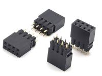 China 2.54mm Pitch DIN Brass Female Header Connector Dual Row Stack 2mm H2.0 PCB Nylon 600V 3A H12.5mm 2*4P for sale