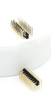 China 2.54mm Pitch Male Pin Header Dual Row Right Angle PCB Nylon SQ0.64mm H2.5mm 2*1P-2*40P for sale