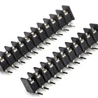 China 9.5mm Pitch Barrier Terminal Blocks 90-degree DIP Black 11P PA66 Material 300V 25A for sale