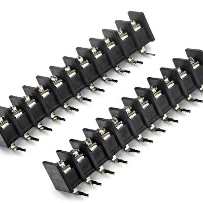 China 9.5mm Pitch Barrier Terminal Blocks 90-degree DIP Black 11P PA66 Material 300V 25A for sale