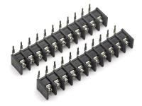 China 9.5mm Pitch Barrier Terminal Blocks 90-degree DIP Black 11P PA66 Material 300V 25A for sale