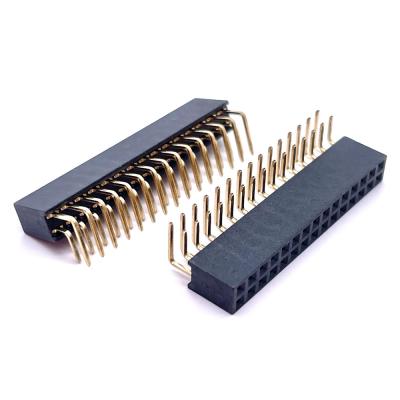 China Double Row 2.0 Pitch Right Angle Plug H 6.35mm Female Pin Header Connector Plastic Brass Contact PCB for sale