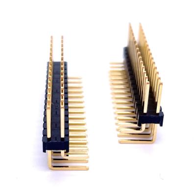 China Brass Contact IP68 40-pin 2.0 mm Pitch Dual Row Plastic PCB Right Angle Pin Header for sale