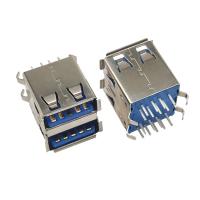 China Female Dual Port 3.0 Micro USB Type A Connector 18 Pin Dip 180 Degree SGS for sale