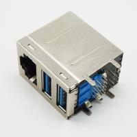 China PBT Combo USB 3.0 180 Degree RJ45 Connector For LAN Ethernet Network for sale