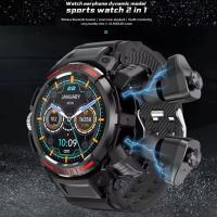 China Eraysun 2 in 1 SmartWatch With Earbuds TWS 1.43 HD Touch Screen HiFi Sound Speaker Fitness Sports NFC Man Rugged Smart Watches for sale