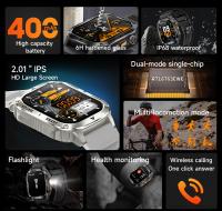 China Outdoors AK80 Smart Watch for Men 2.01inch Dial Call Answering AI Voice Assistant Flashlight IP68 Waterproof Fitness Smartwatch for sale