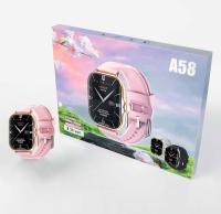 China Eraysun 7 in 1 Strap A58 Plus Smart Watch 2.01inch Square Silicone Strap Quartz Lady Watch Necklace Ring A59 Plus Smartwatch for sale