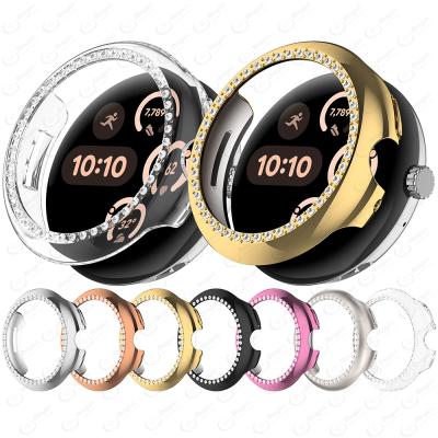 China Eraysun Diamond Case 45mm 41mm Luxury Screen Protector Tempered Glass Bling Cover Full Protector for Google Pixel Watch3 for sale
